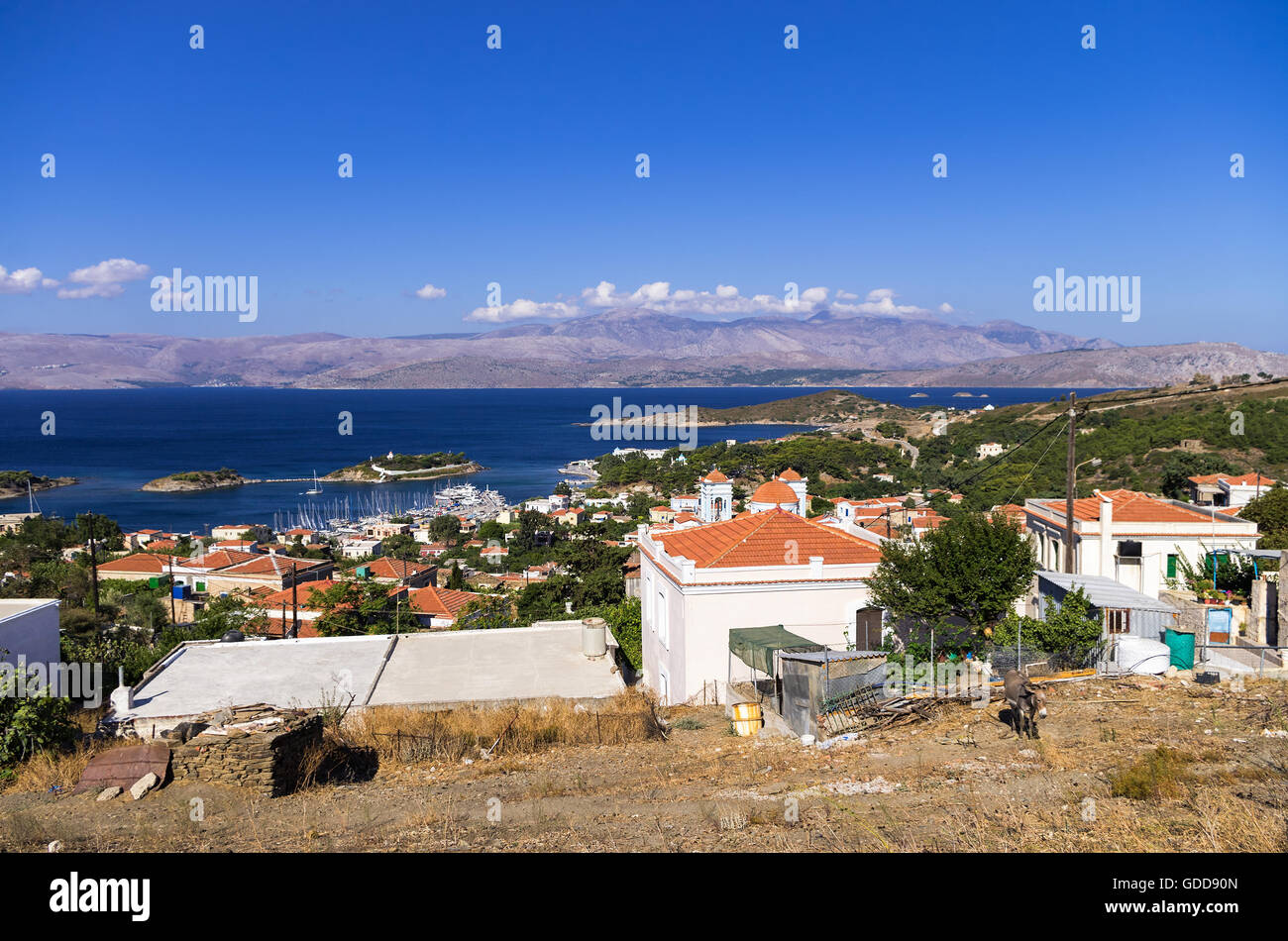 The historic village in Oinousses island, Greece Stock Photo - Alamy