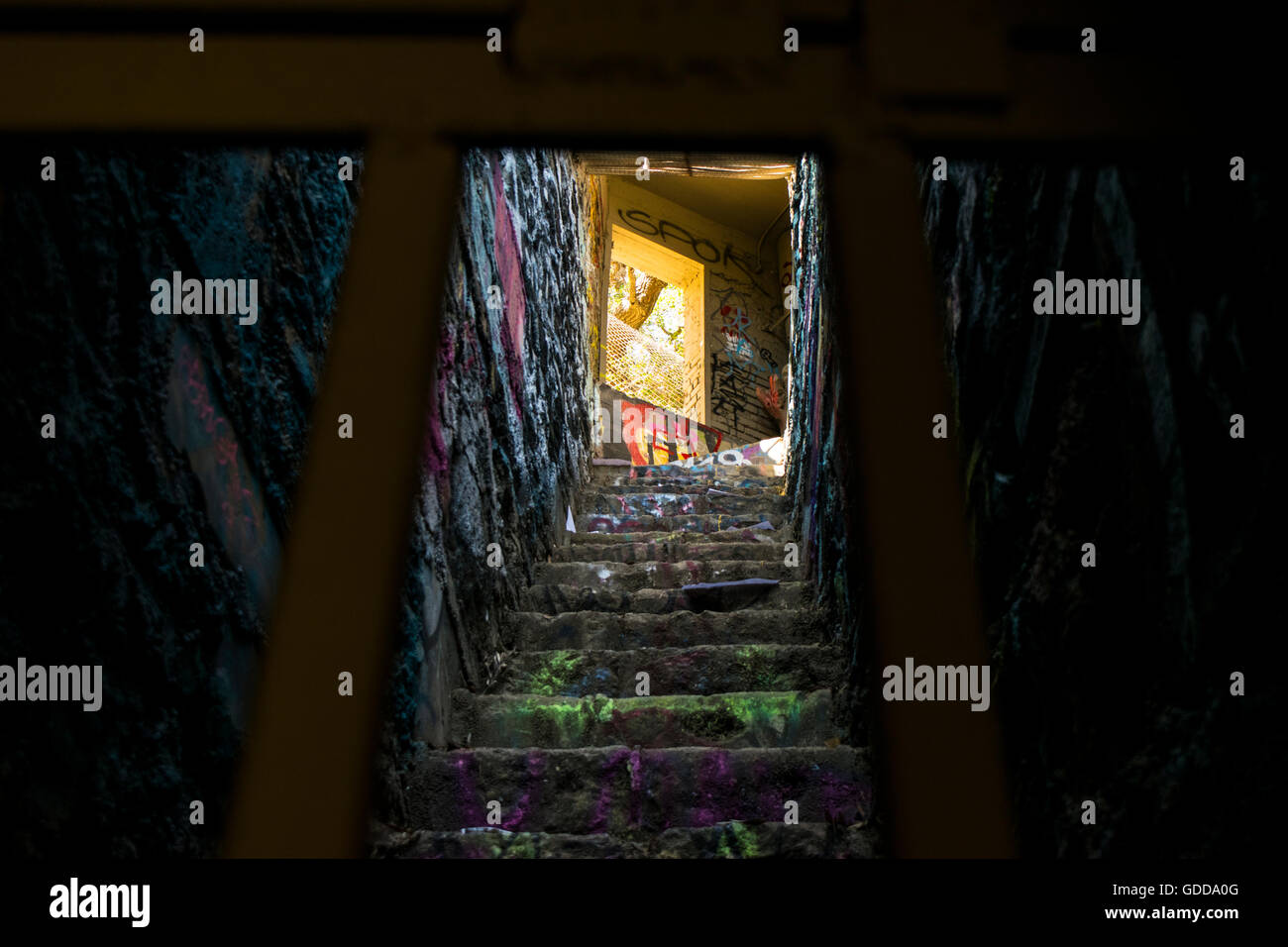 Corridor with graffiti Stock Photo - Alamy
