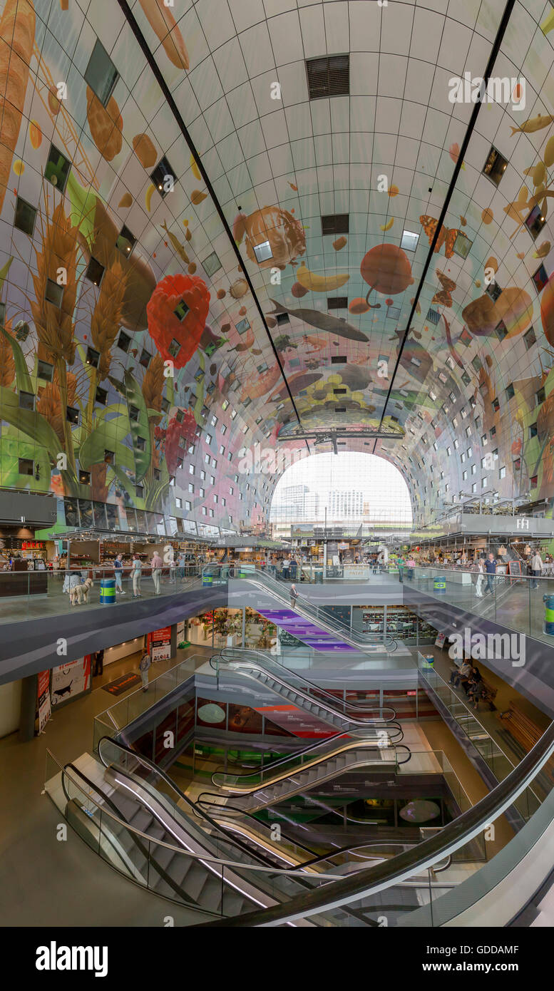 The covered Market hall,the interior with the painted ceiling Stock ...