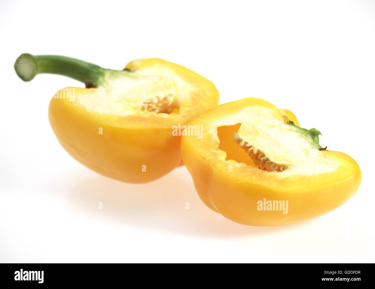 Sweet Yellow Pepper, capsicum annuum, against White Background Stock ...