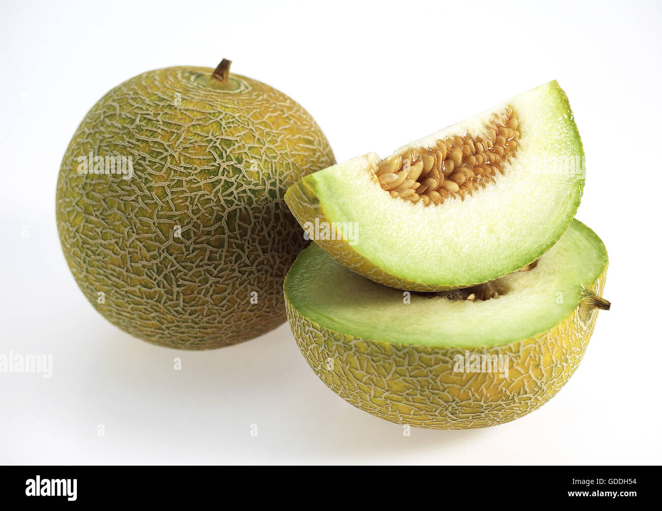 Italian Melon, cucumis melo, Fruits against White Background Stock ...