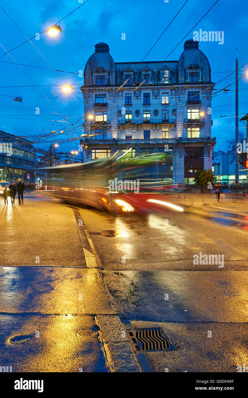 Biel,Bienne,canton Bern,Switzerland,Europe town,city,lights,traffic ...