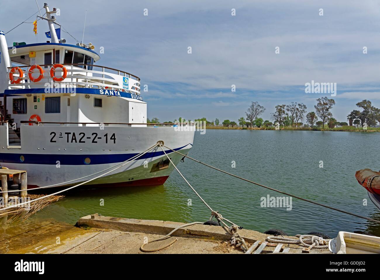 Excursion steamer,Ebro delta Stock Photo - Alamy