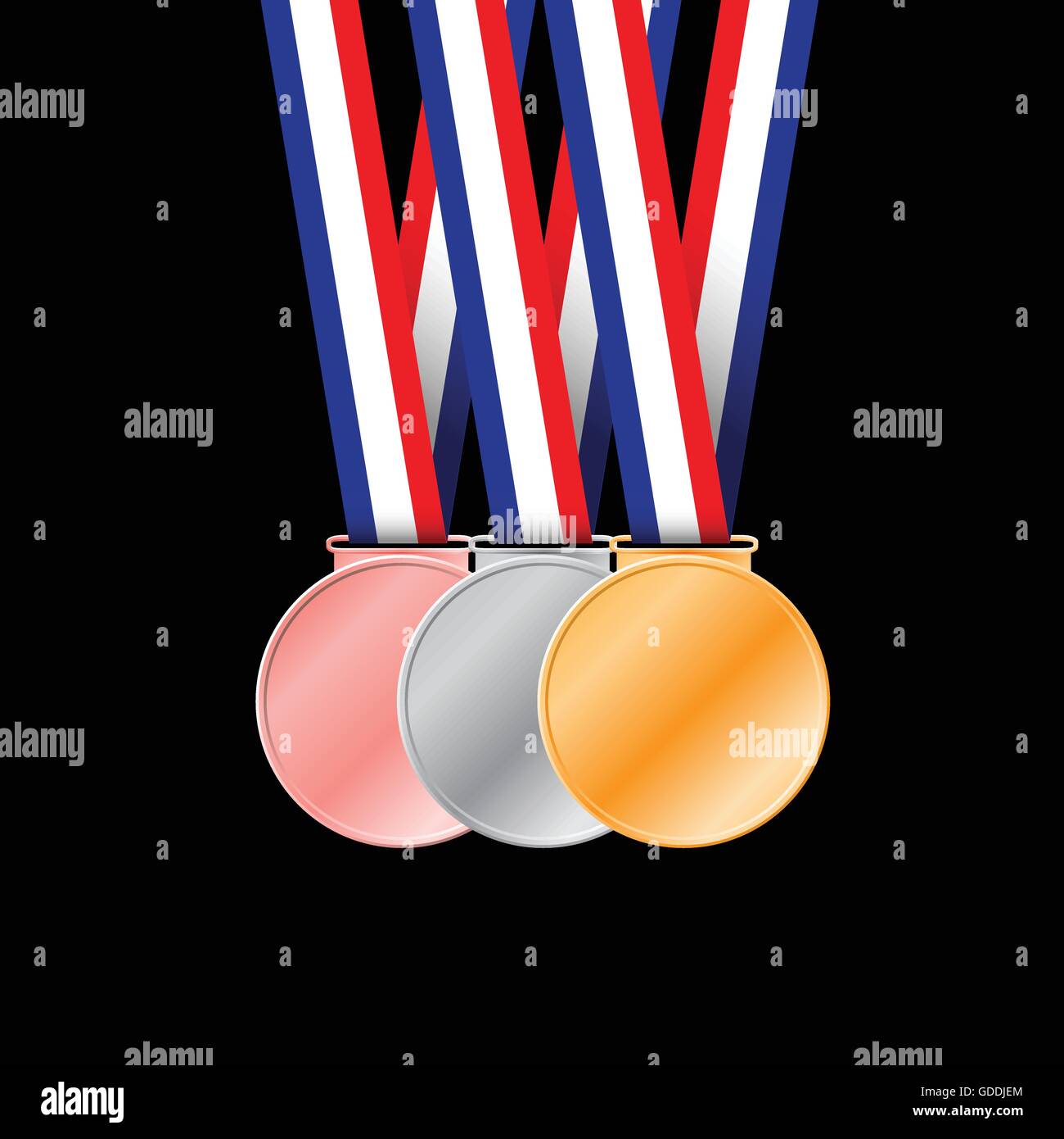 Three medals on black background for sport games vector illustration ...