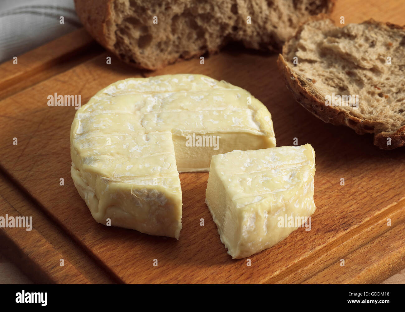 French Cheese called Saint Marcelin with Bred, Cheese made with Cow's ...