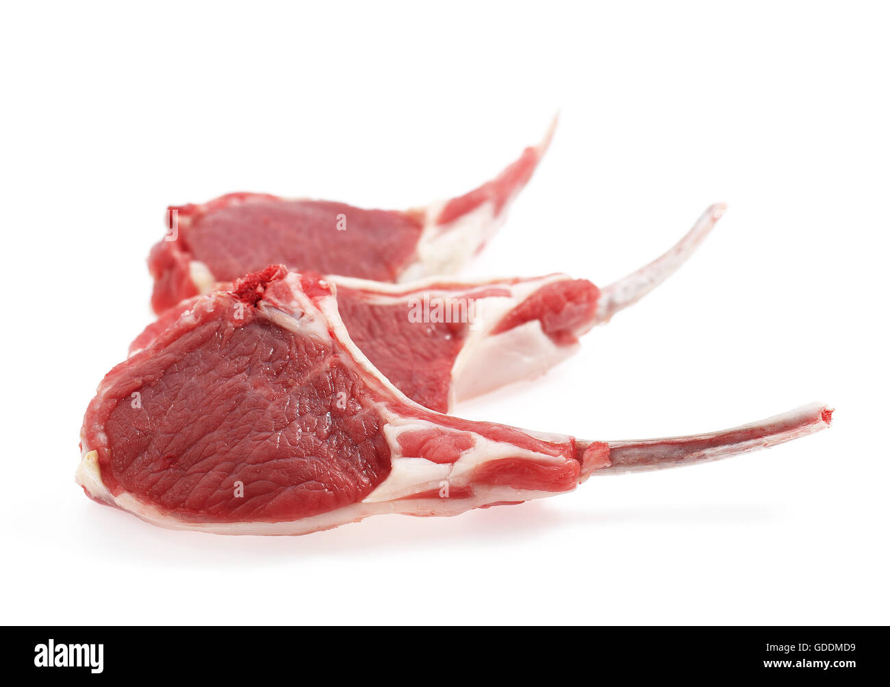 Fresh Lamb Chops against White Background Stock Photo - Alamy