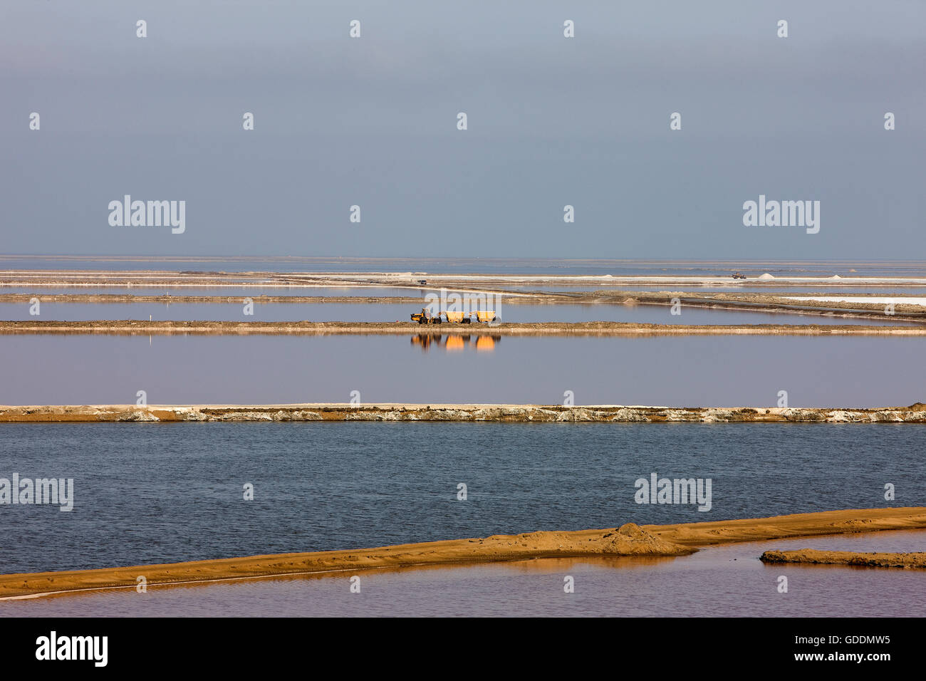 Salt Production, view of Saltpans at Saltworks, near Walvis Bay ...