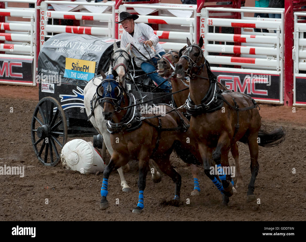 Calgary, Canada. 14th July, 2016. A driver races his wagon during the ...