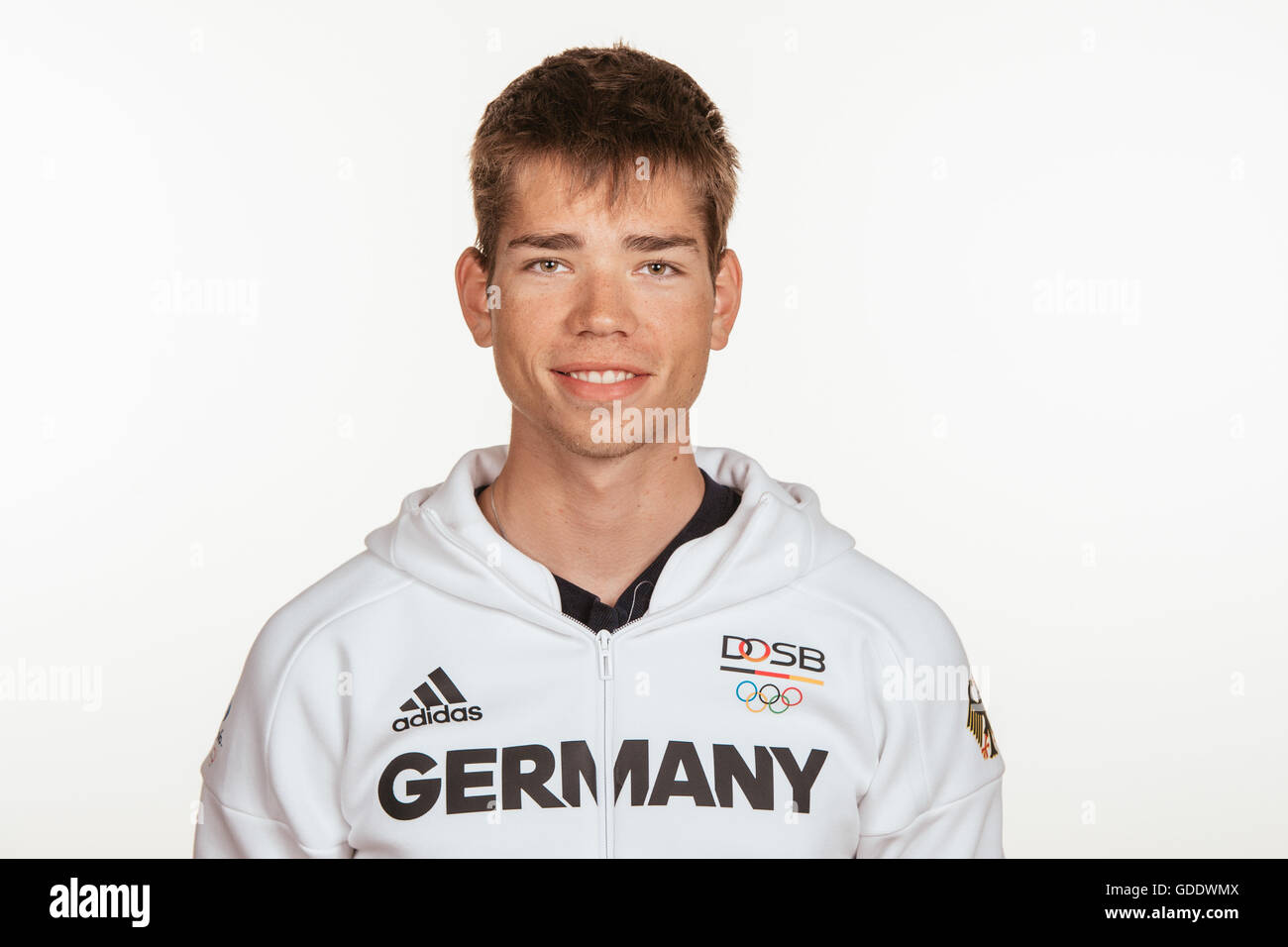 Hannover, Germany. 14th July, 2016. Lucas Schäfer poses at a photocall ...