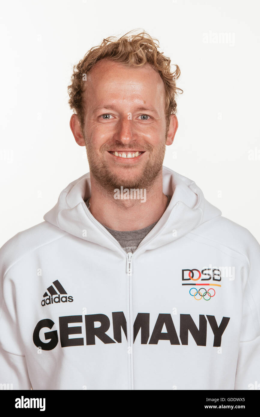 Hannover, Germany. 15th July, 2016. André Henning poses at a photocall ...