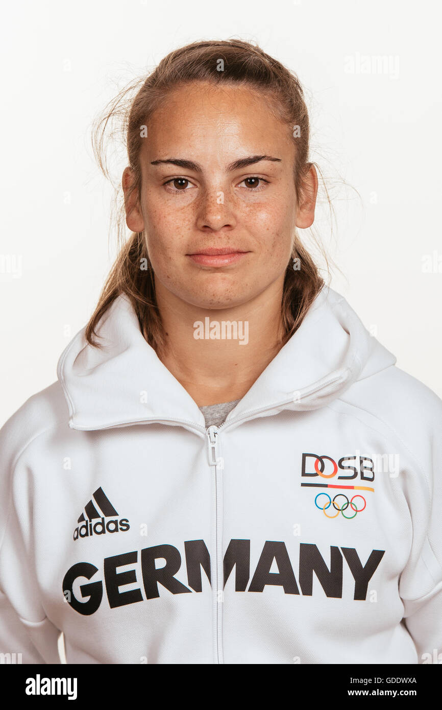 Hannover, Germany. 15th July, 2016. Lisa Altenburg poses at a photocall ...