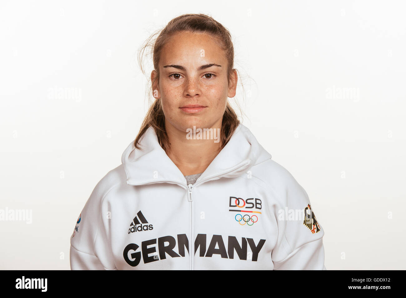 Hannover, Germany. 15th July, 2016. Lisa Altenburg poses at a photocall ...