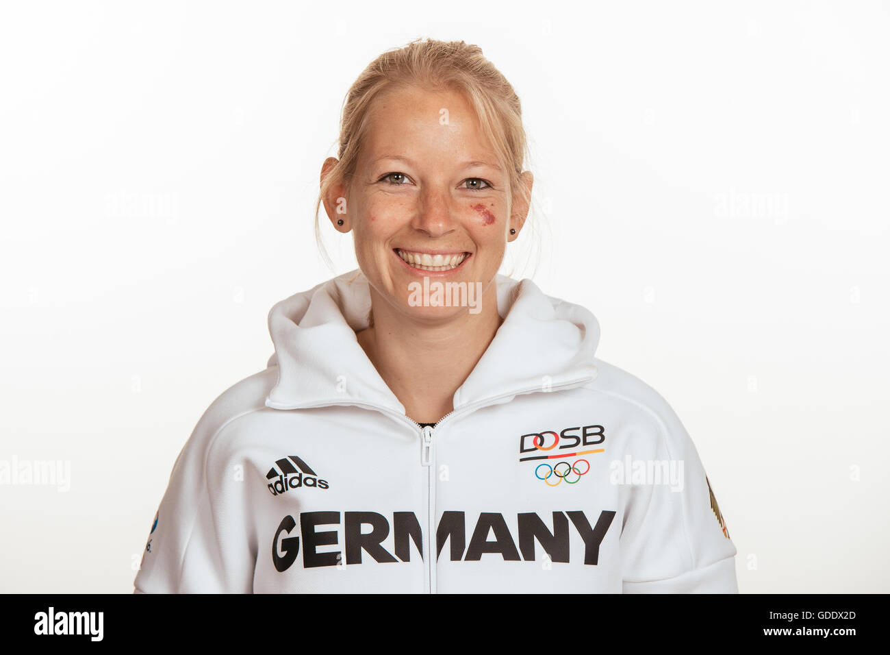 Sandra Happes poses at a photocall during the preparations for the ...