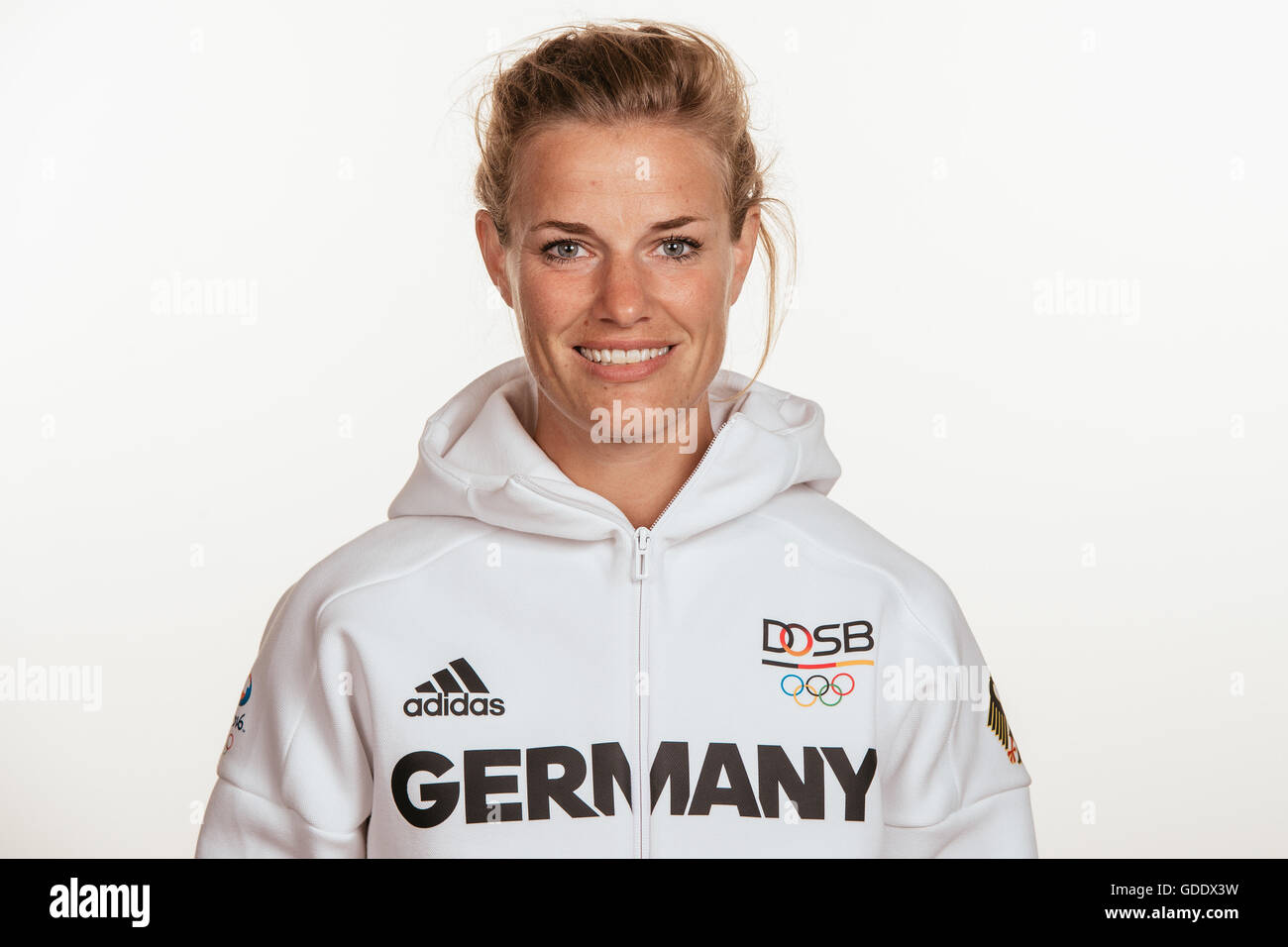 Hannover, Germany. 15th July, 2016. Katharina Otte poses at a photocall ...