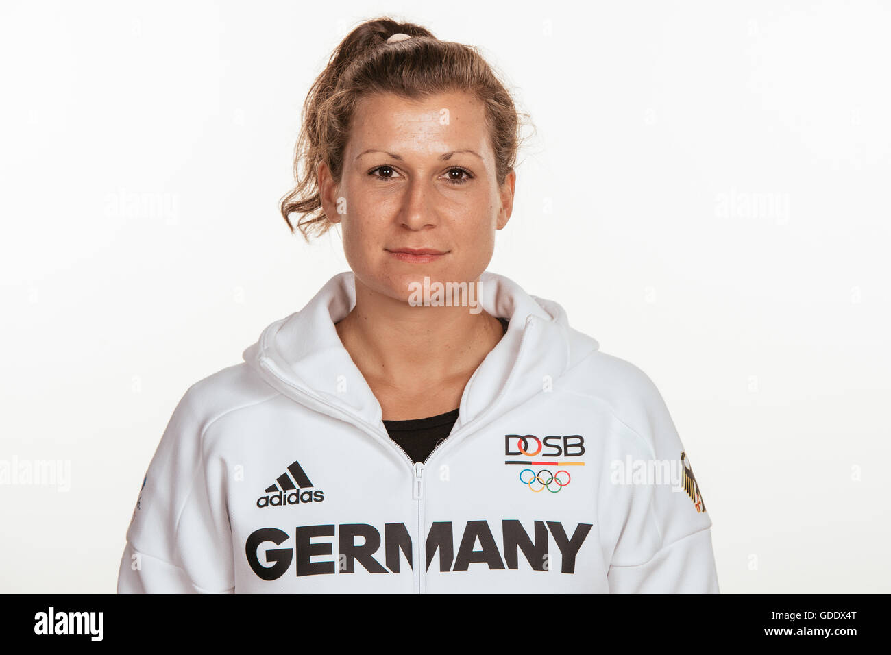 Hannover, Germany. 15th July, 2016. Julia Müller poses at a photocall ...