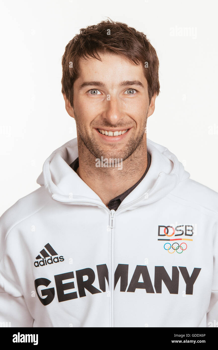 Hannover, Germany. 14th July, 2016. Jonathan Koch poses at a photocall during the preparations ...
