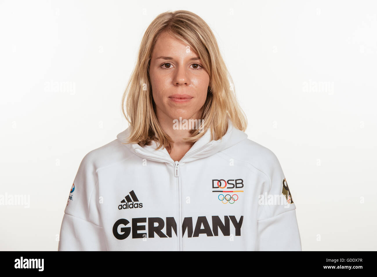 Hannover, Germany. 15th July, 2016. Lara Hoffmann poses at a photocall ...