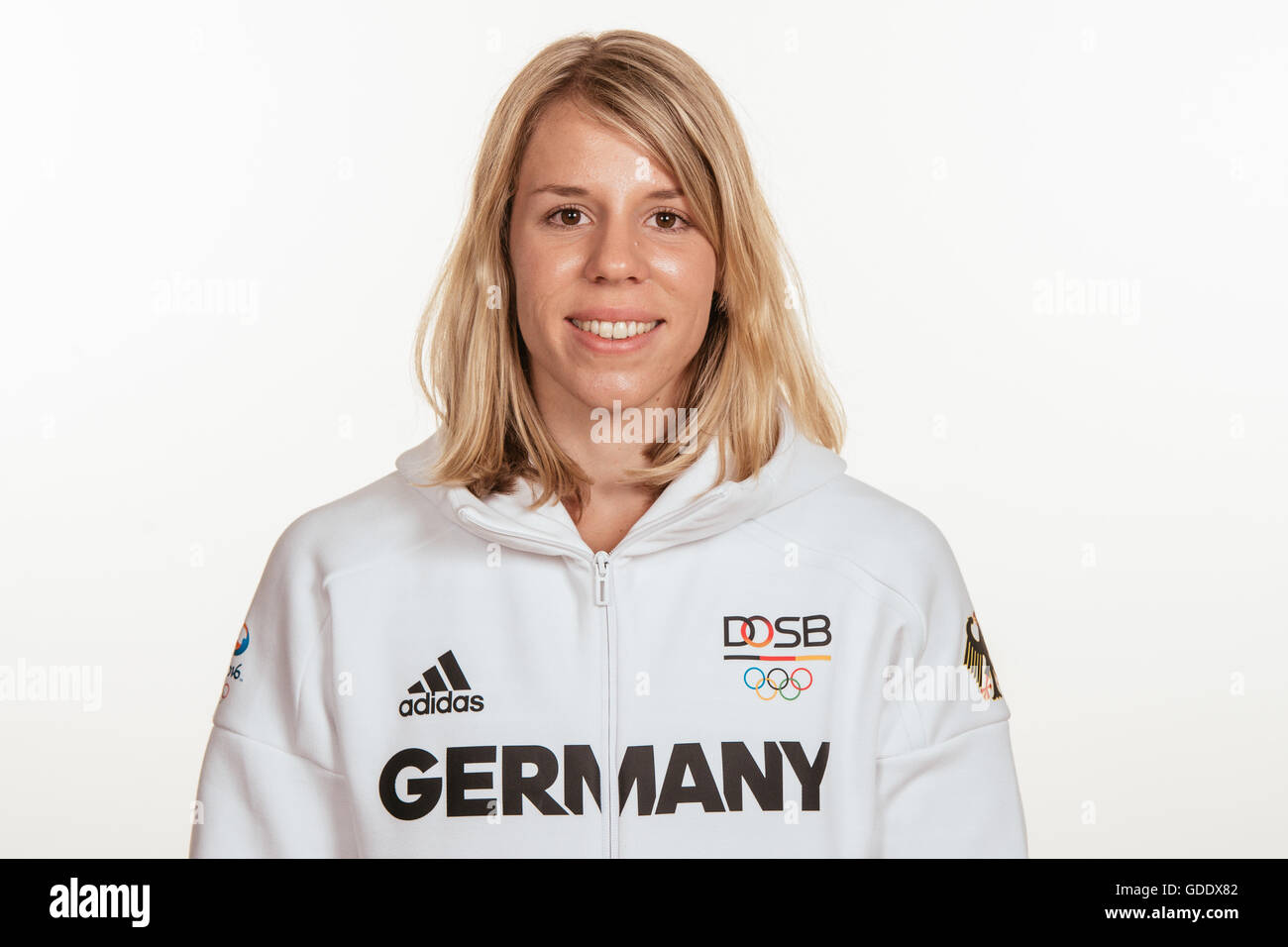 Hannover, Germany. 15th July, 2016. Lara Hoffmann poses at a photocall ...