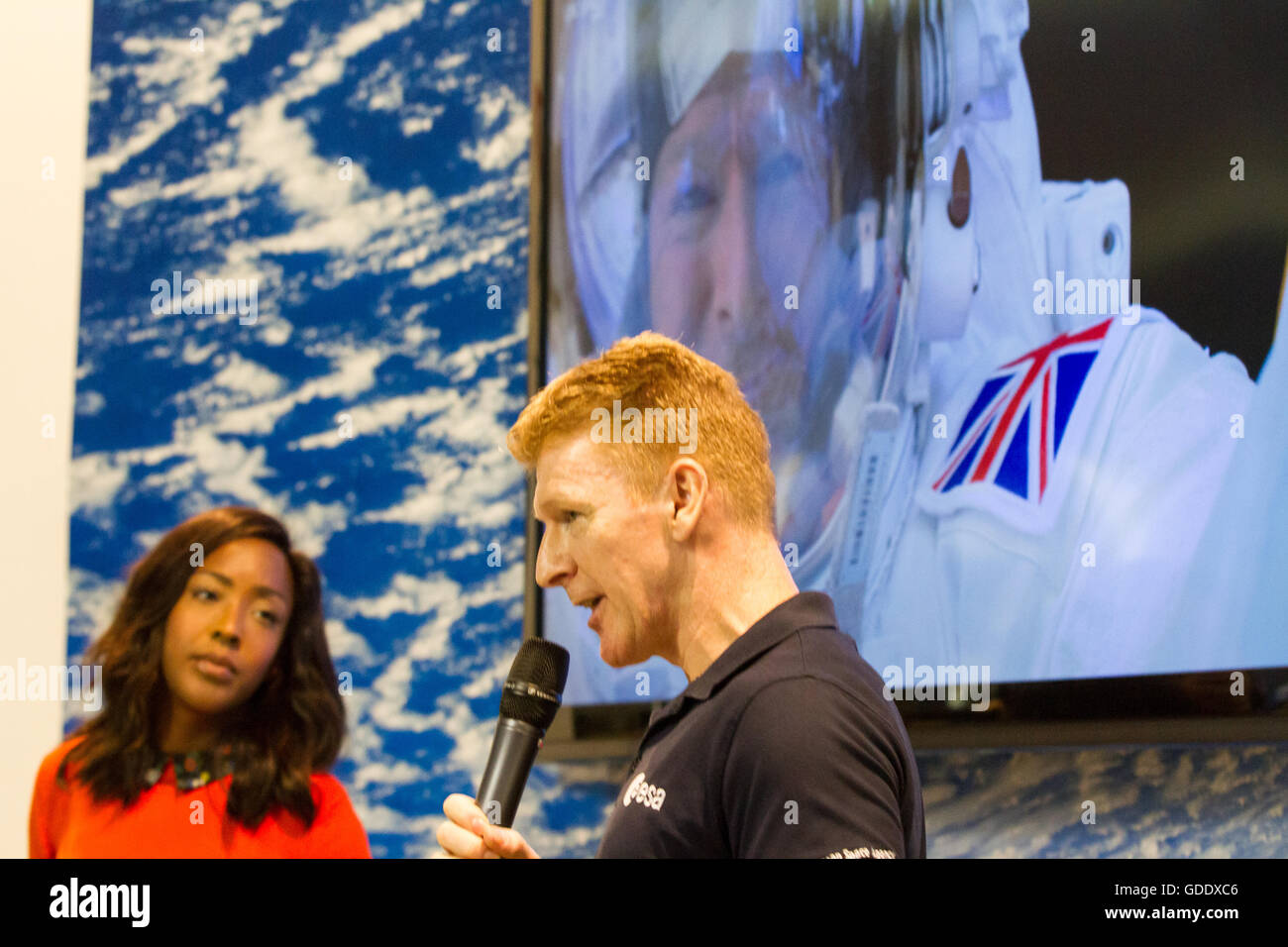 Farnborough, Hampshire UK. 15th July 2016. Astronaut Tim Peake speaks ...
