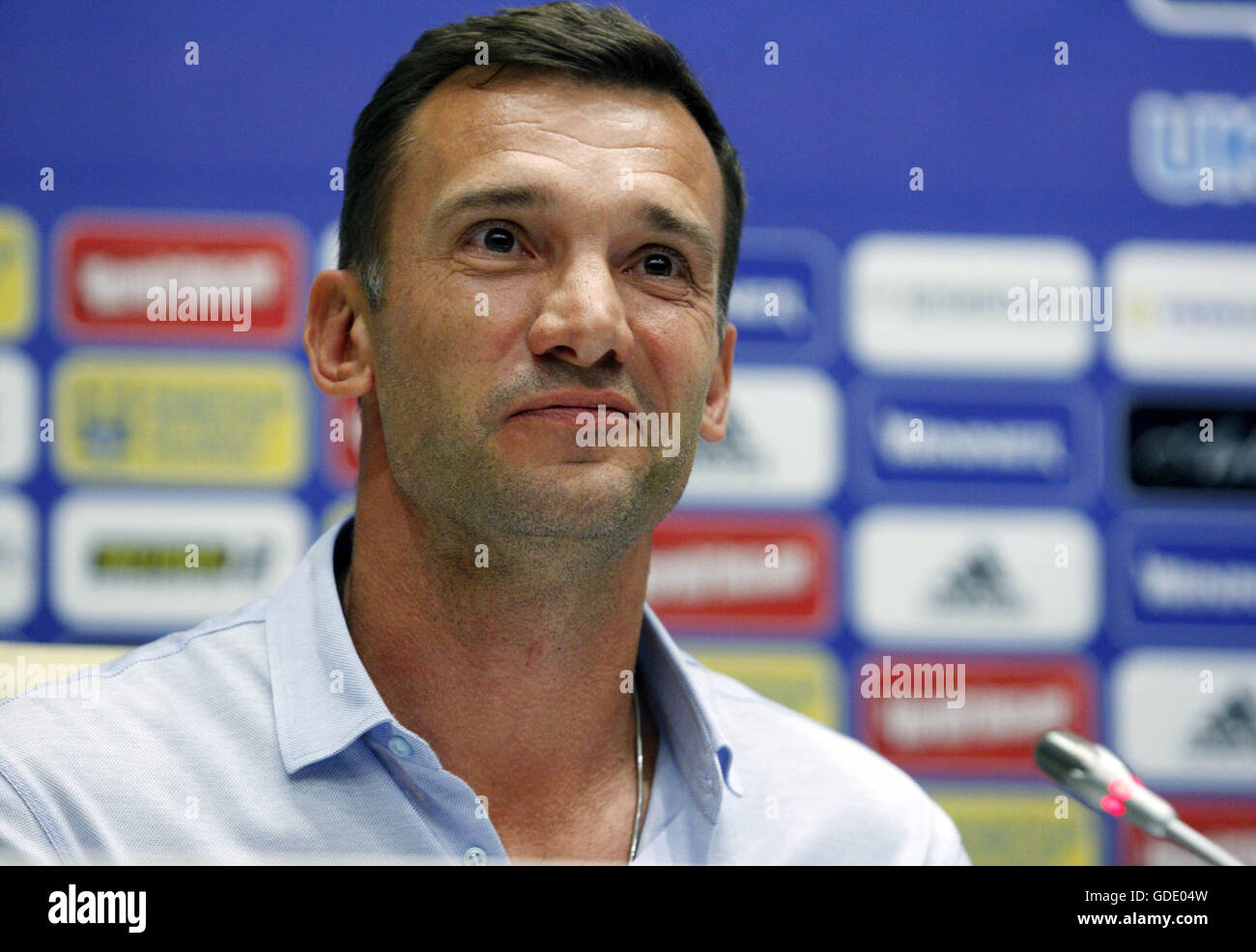 Kiev, Ukraine. 15th July, 2016. Ukrainian coach Andriy Shevchenko ...