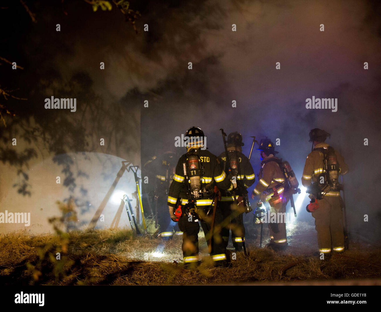 Modesto, CA, USA. 15th July, 2016. Firefighters from Modesto Fire and ...