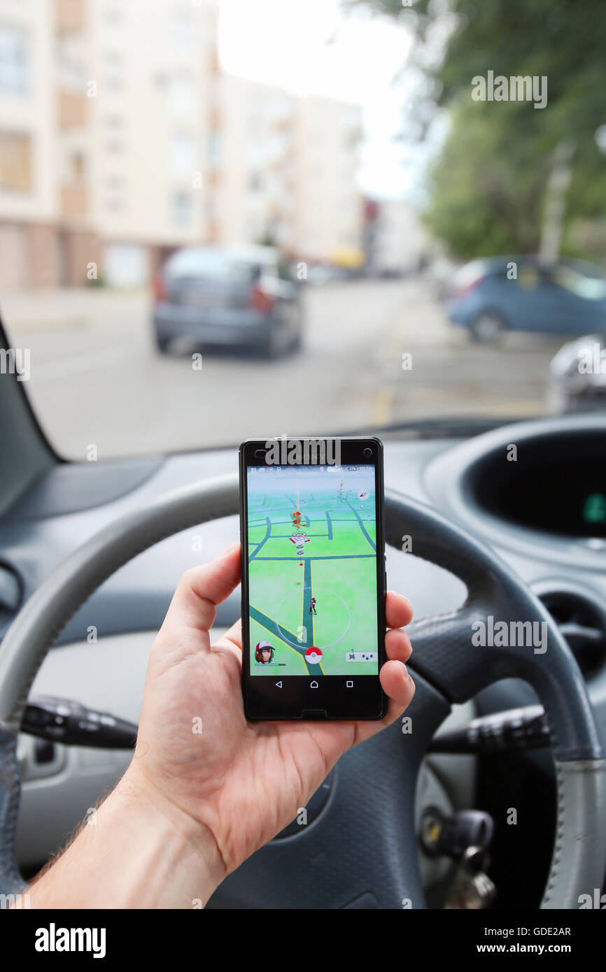 Velika Gorica, Croatia. 15th July, 2016. : A gamer using a smartphone ...