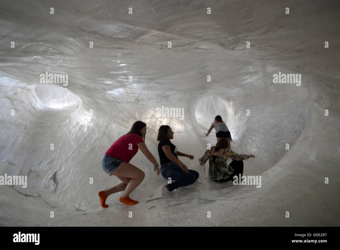 Women have fun in a facility consisting of 32 kilometers of tape during ...