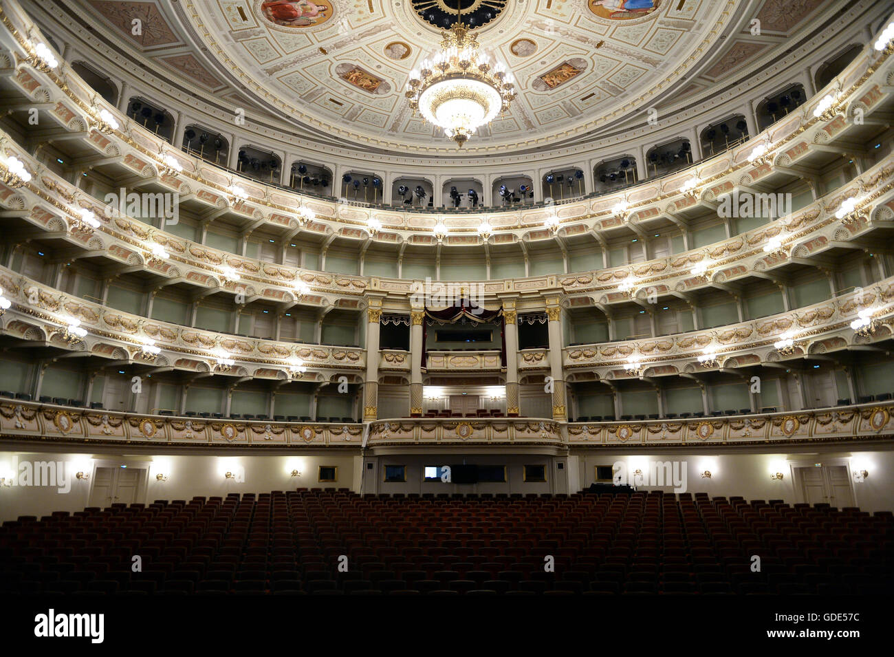 A view of the interior of the Semper Opera House in Dresden, Germany ...