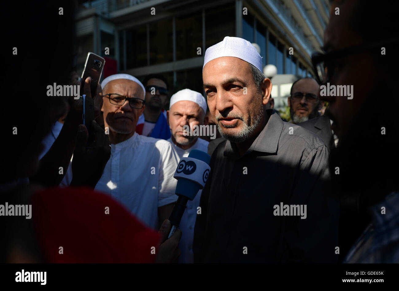 Nice, France. 16th July, 2016. The imams of the mosques of Nice, on the ...