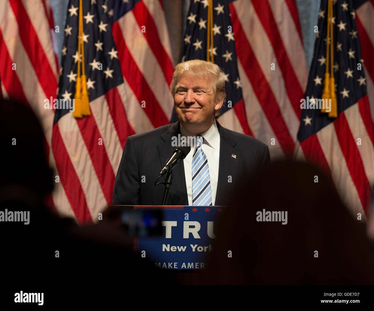 New York, USA. 16th July, 2016. Donald Trump speaks during introduction ...