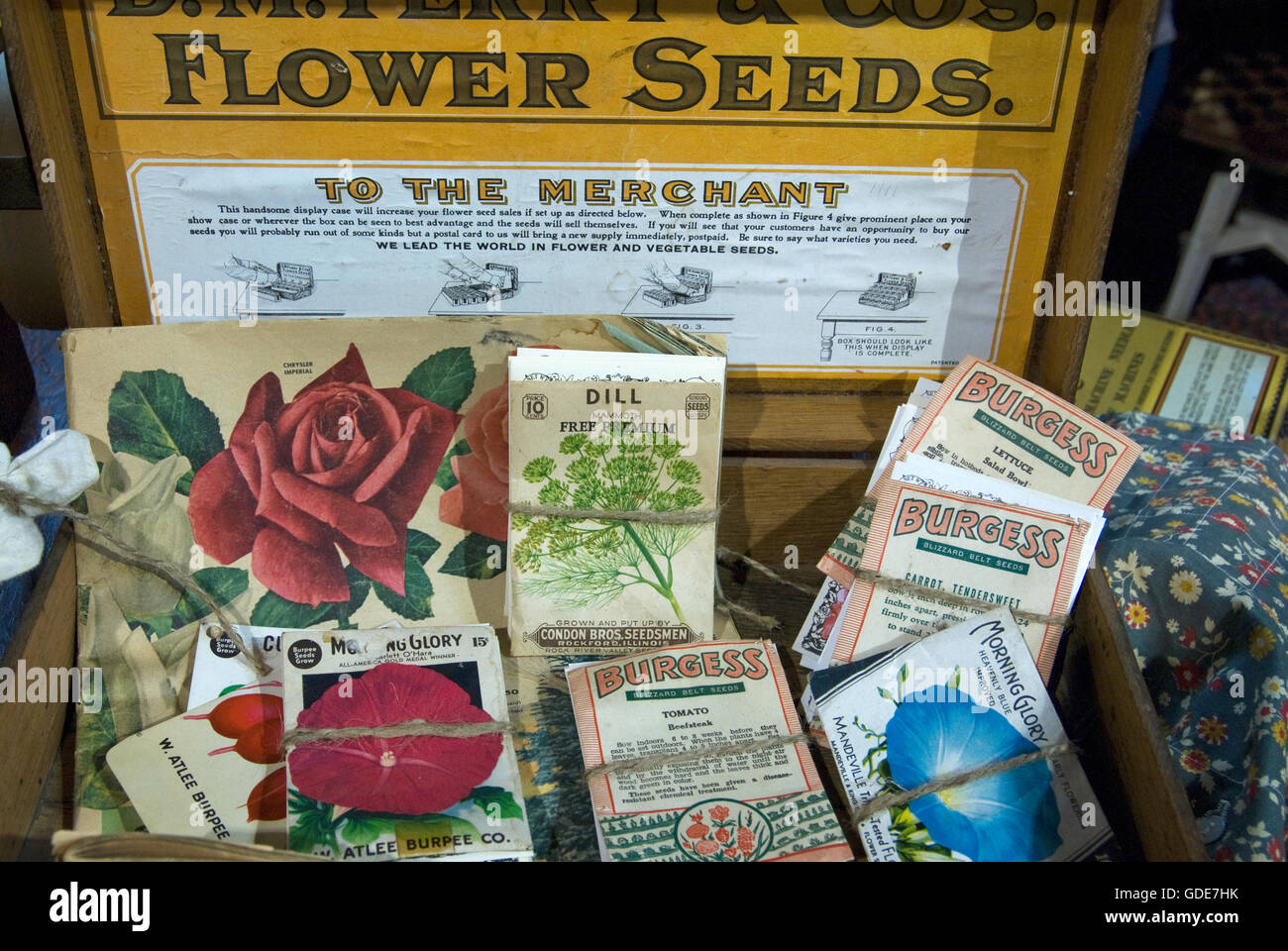 Antique packages of seed Stock Photo - Alamy