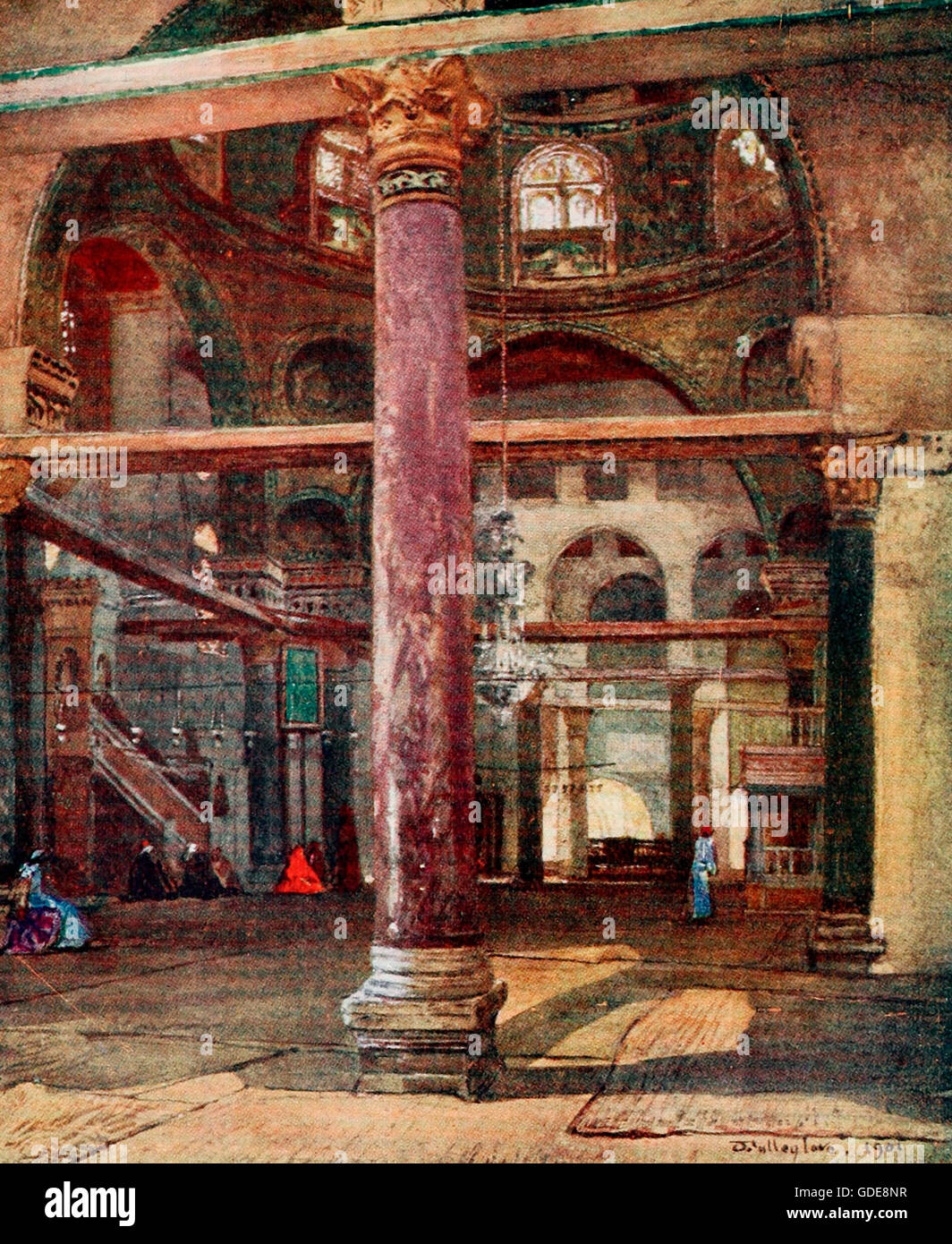 Interior of the Mosque of El Aksa, from the Southeast. Holy Land, circa ...