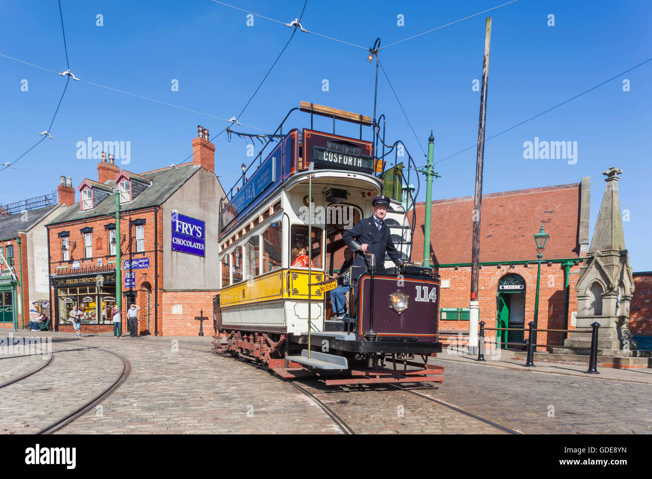 England,County Durham,Open Air Museum,Historic Tram Stock Photo - Alamy