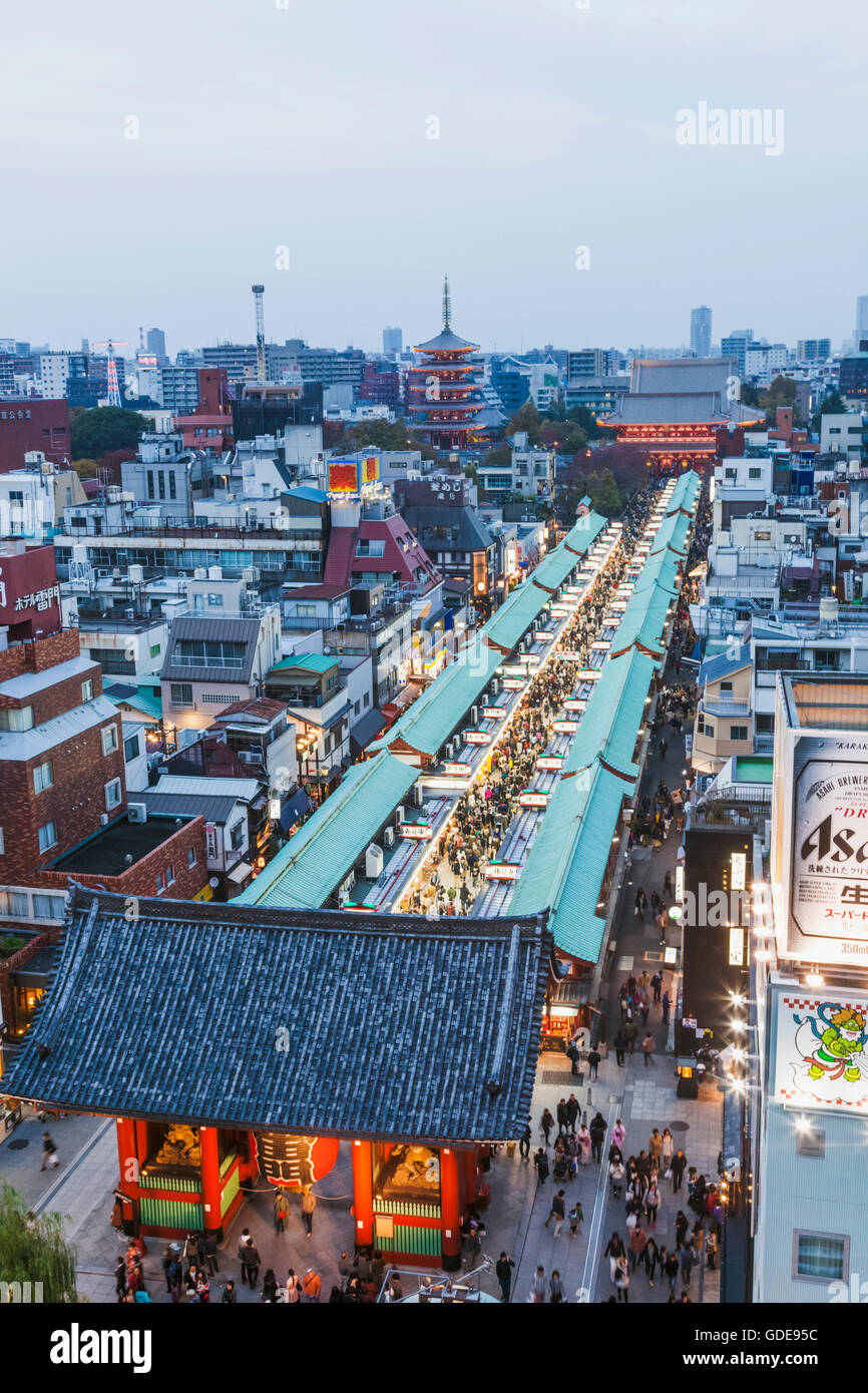 Japan,Honshu,Tokyo,Asakusa,Nakamise Shopping Street and Sensoji Temple ...
