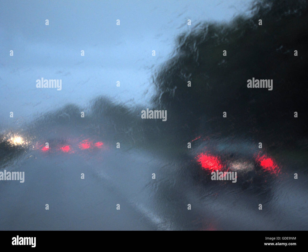 rain on highway Stock Photo - Alamy