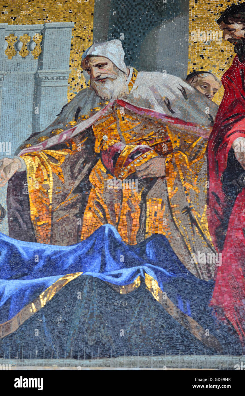 The Doge venerating St Mark's prone body. Mosaic from the portal of St ...