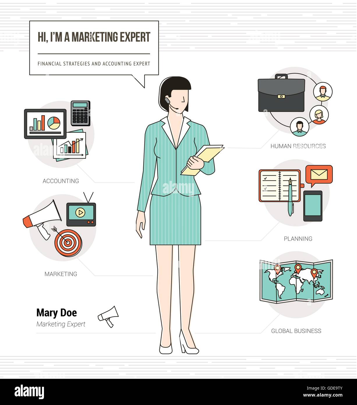 Professional marketing expert infographic skills resume with work tools ...
