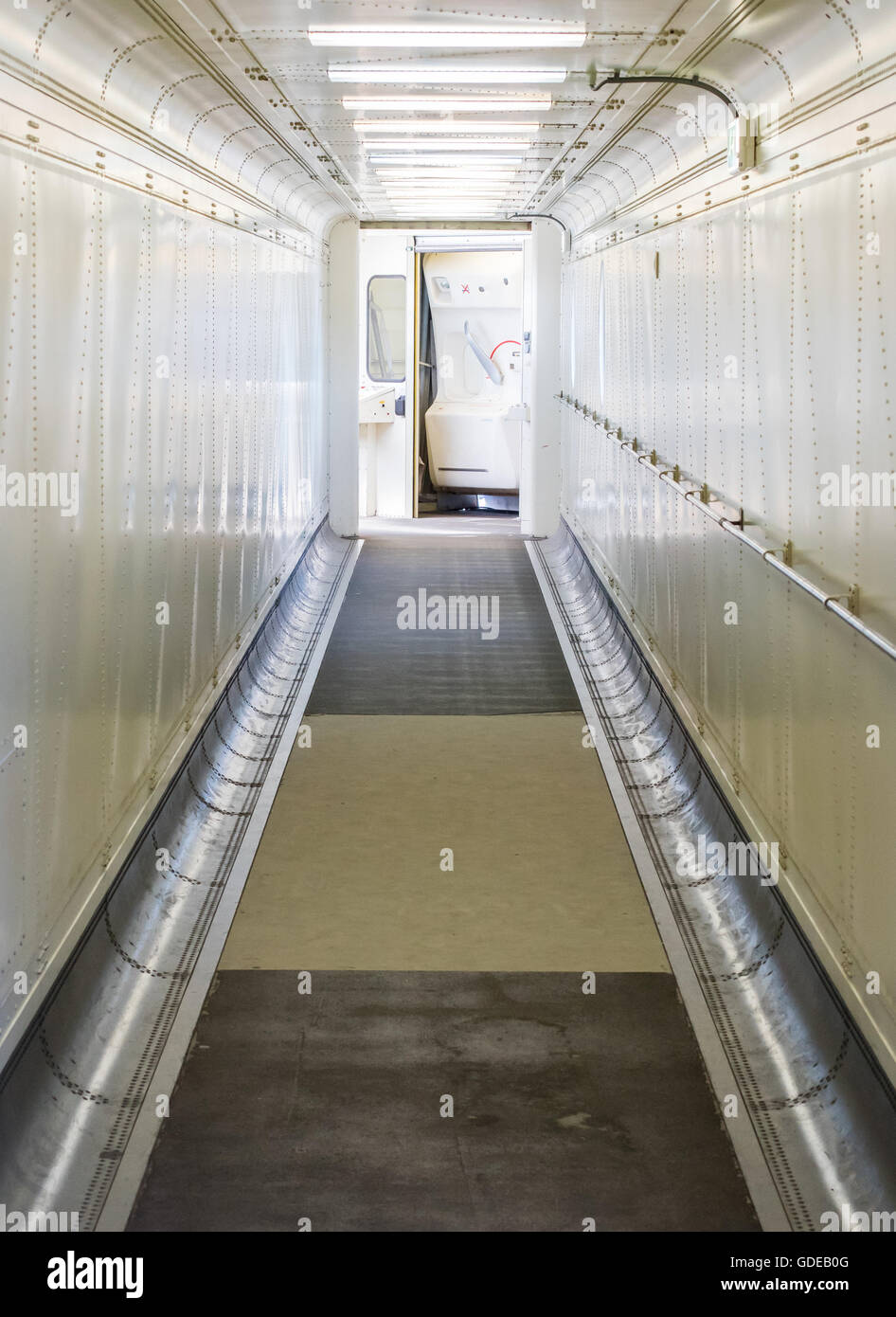 Jetway, walking towards the plane, seeing the door of the plane ...