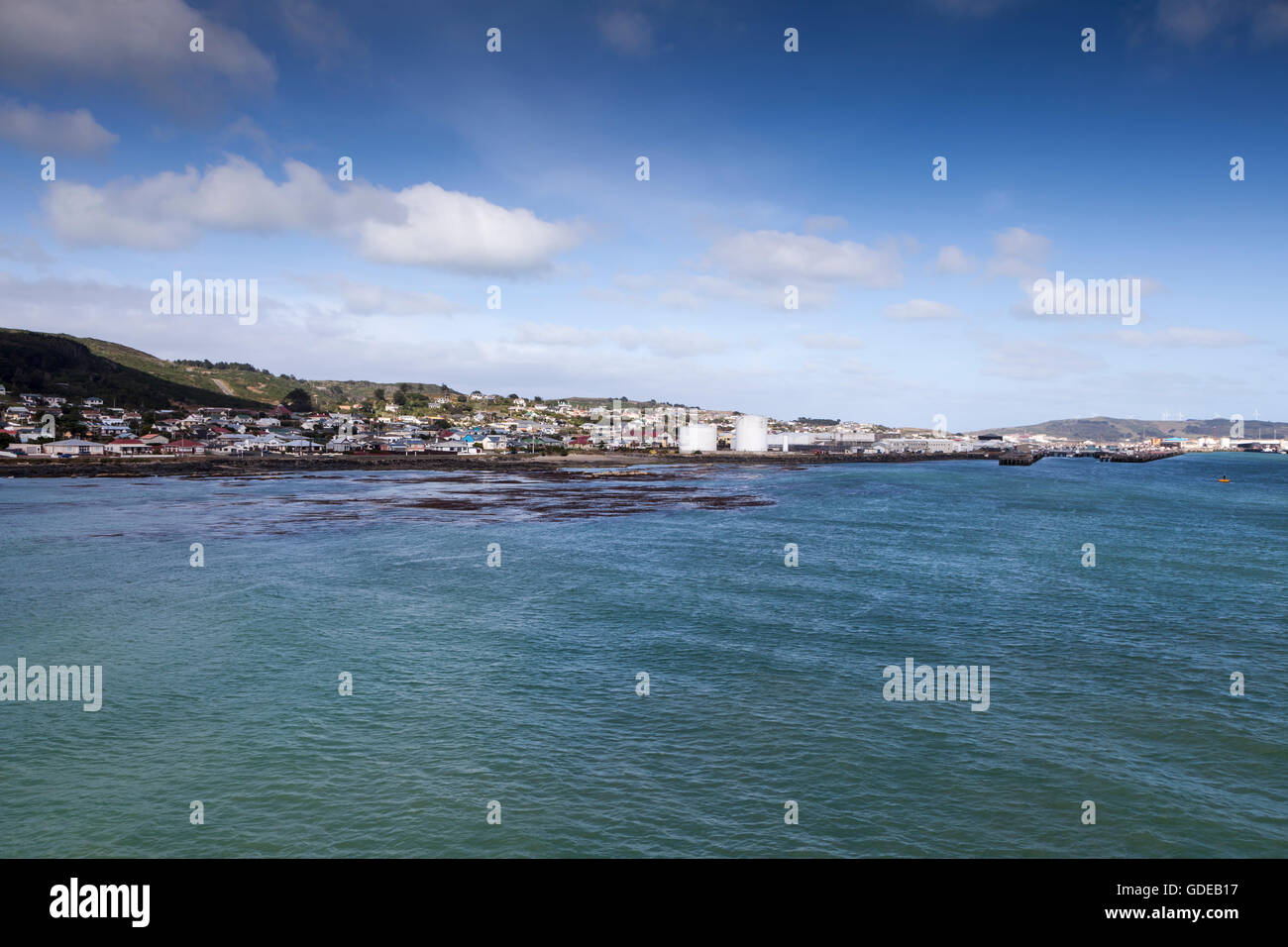 Bluff, New Zealand, as seen from the harbour Stock Photo - Alamy