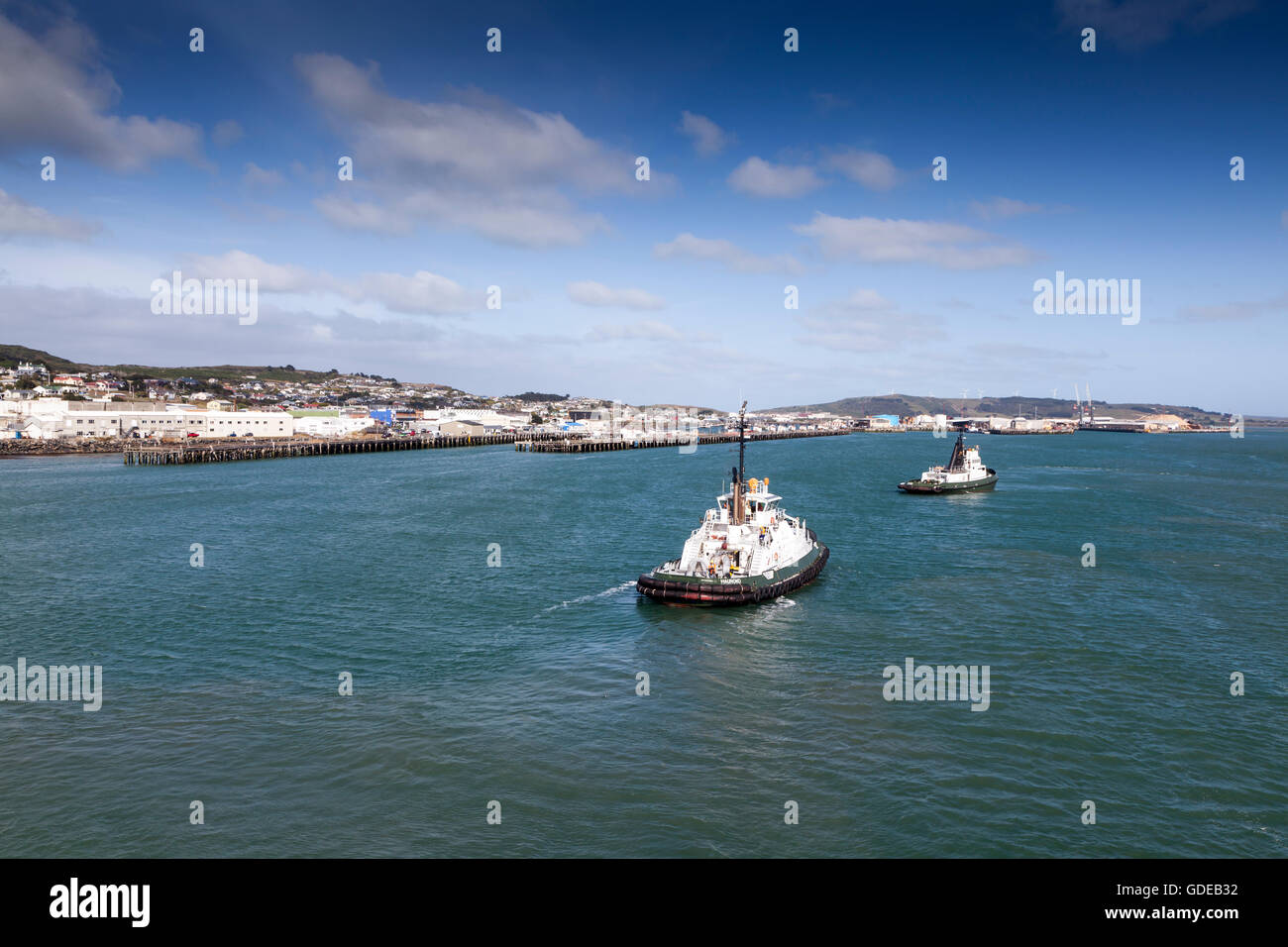 Harbour tugboats Hauroko and Monowai operating in Bluff Harbour, Bluff ...