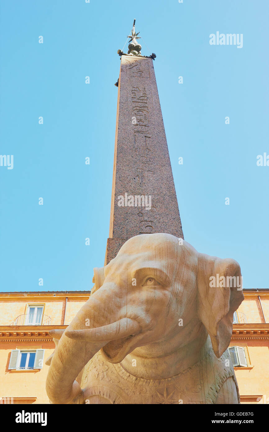 Marble elephant sculpture by Bernini 1667 and Egyptian obelisk Piazza ...