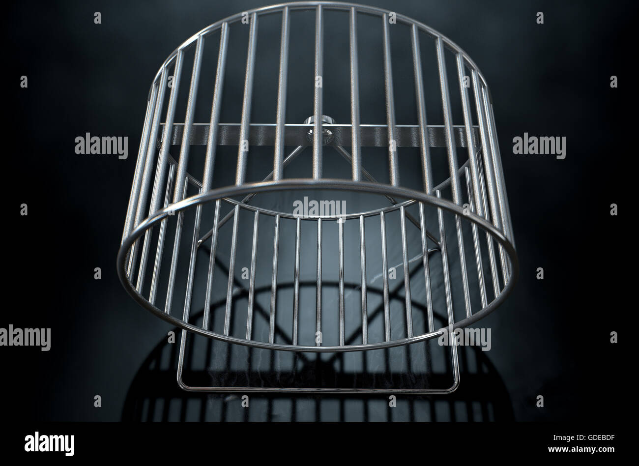 A 3D render of a close up of an empty regular hamster wheel made of ...