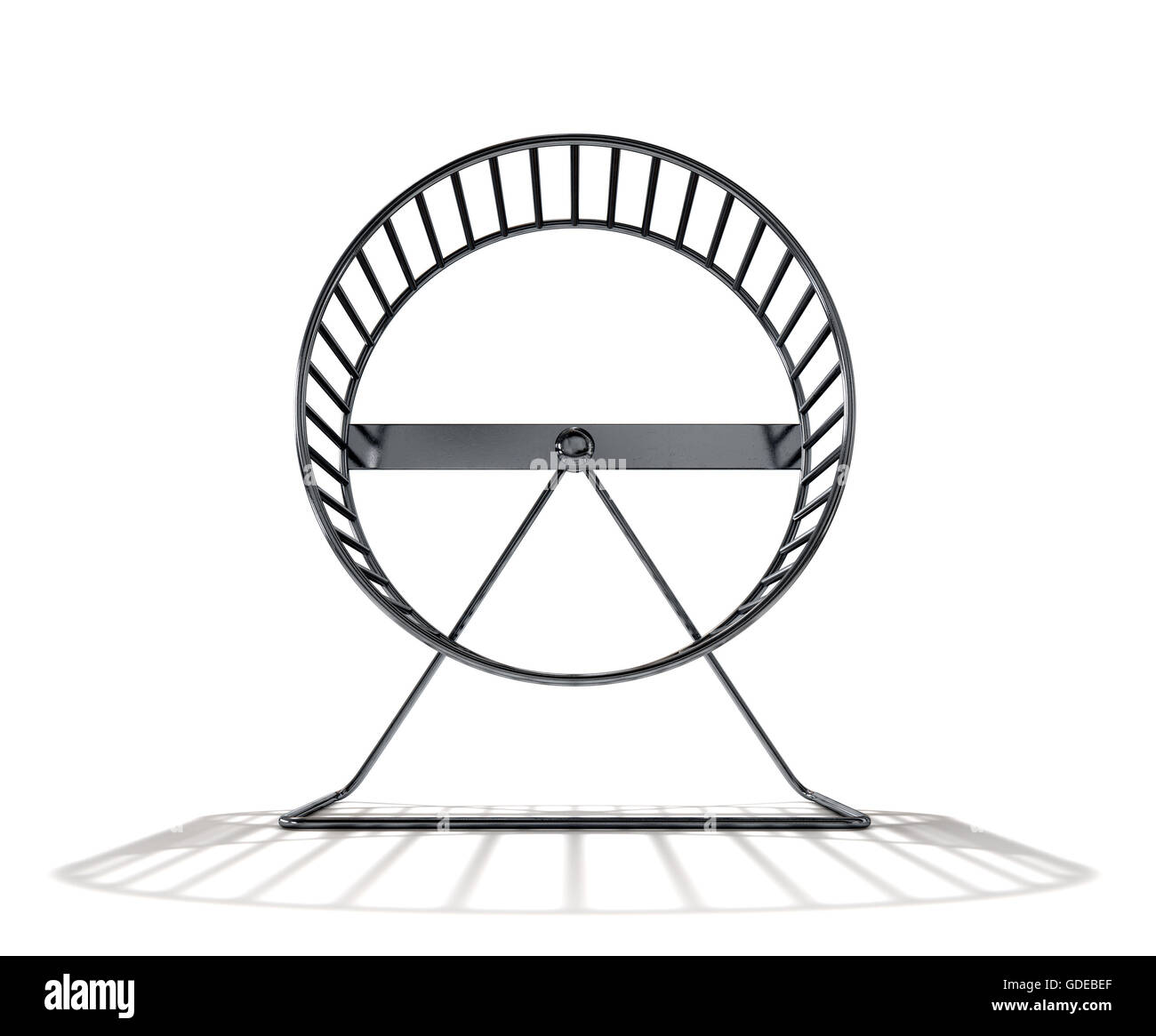 A 3D render of a close up of an empty regular hamster wheel made of ...