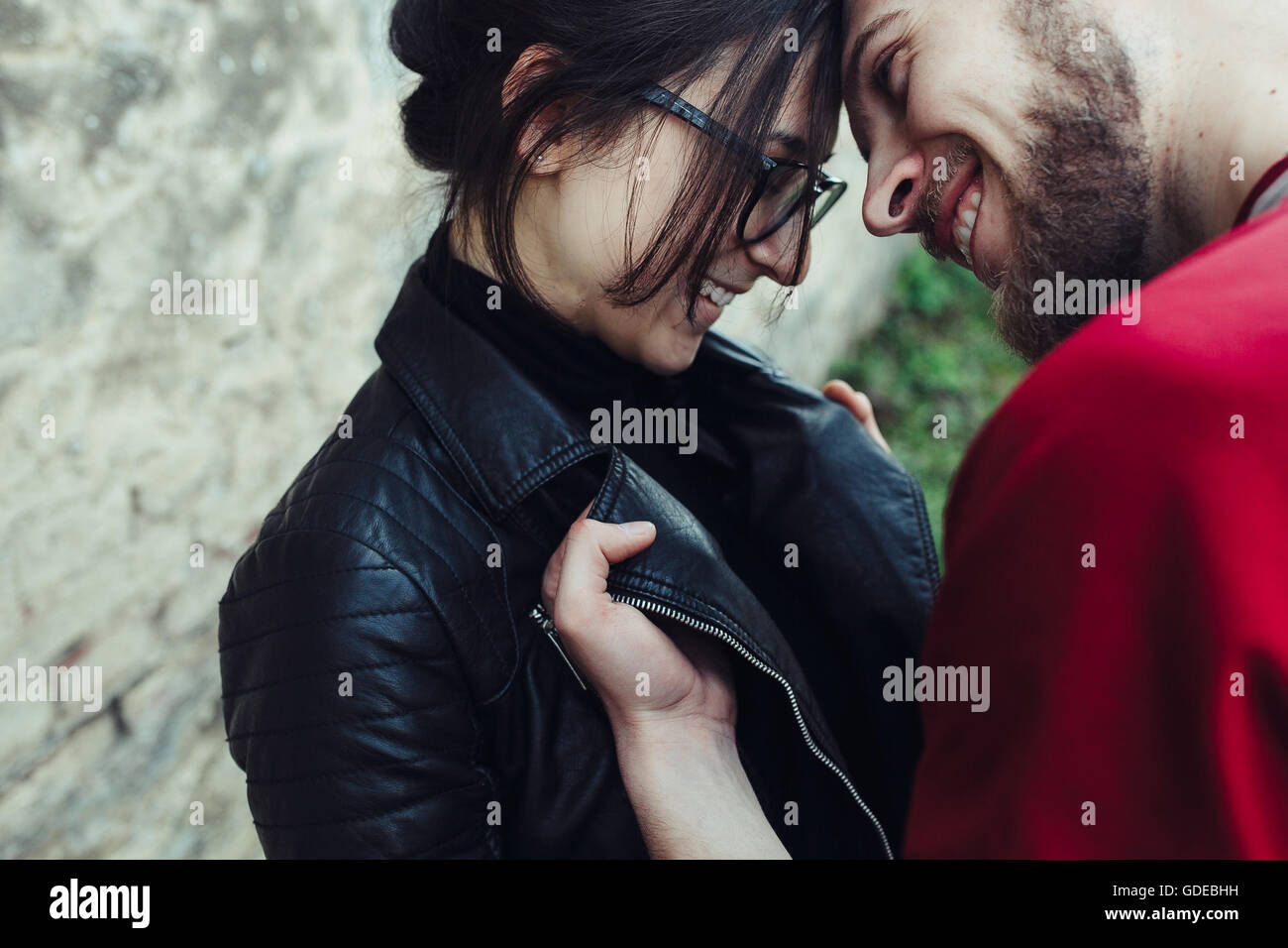young beautiful couple fooling around Stock Photo - Alamy