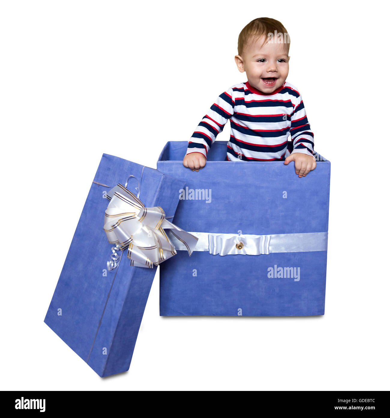 baby inside a gift box isolated on a white background Stock Photo - Alamy