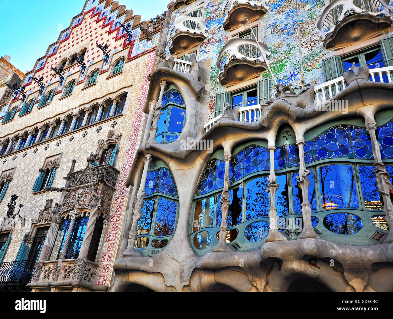 BARCELONA, SPAIN - DECEMBER 7: Facade of the Casa Batllo by Gaudi in ...
