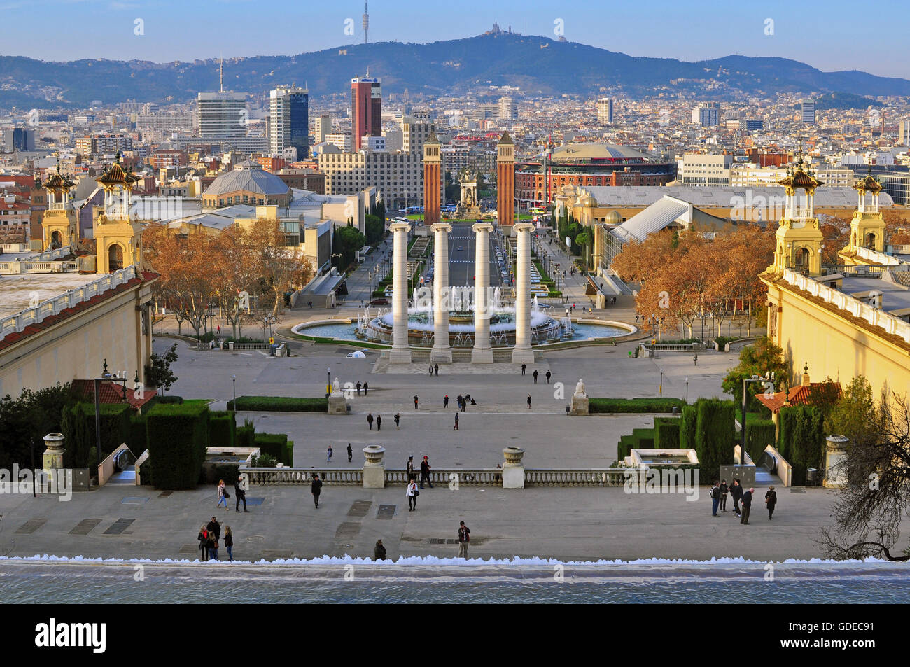 BARCELONA, SPAIN - DECEMBER 20: View of Square of Spain in centre of ...