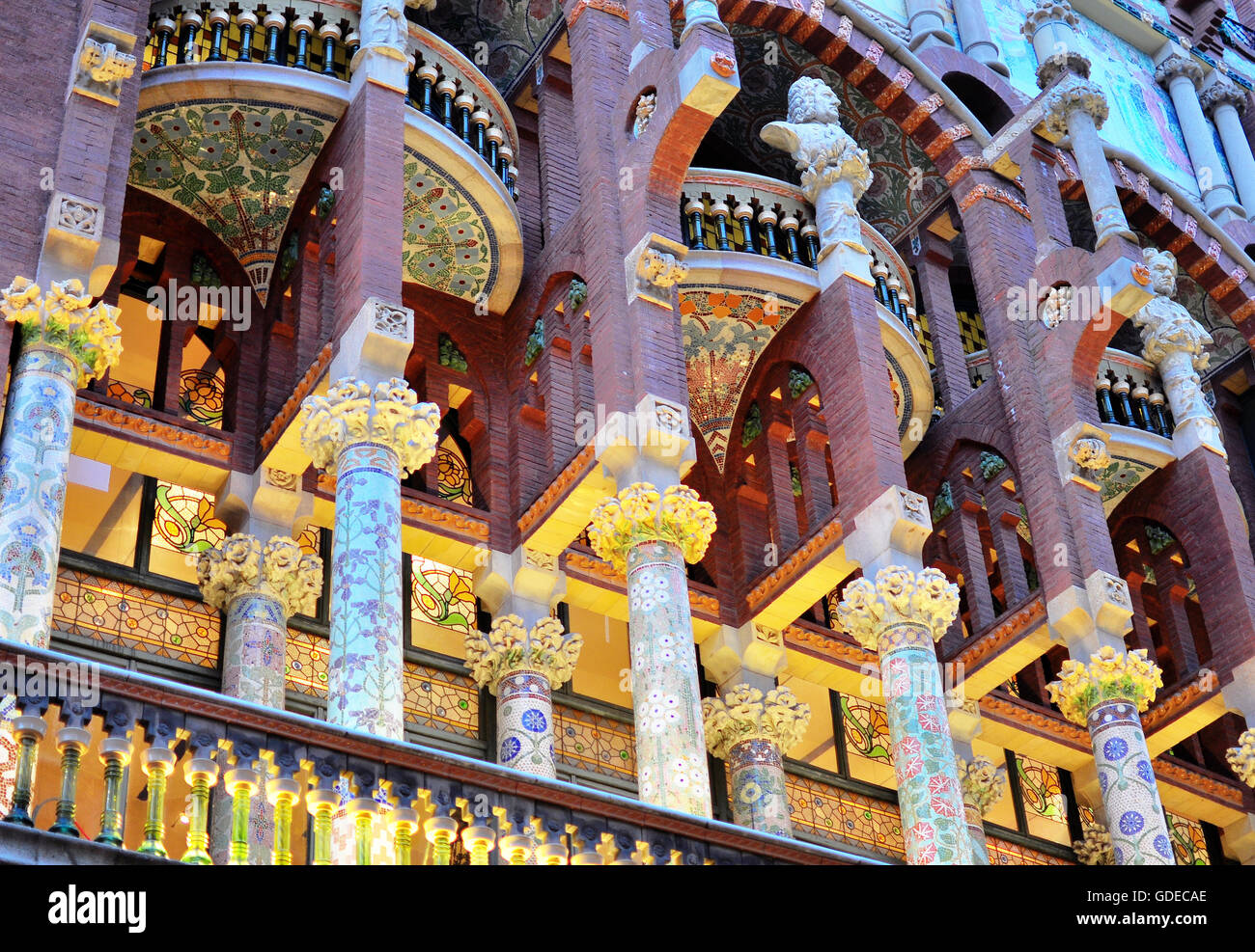 BARCELONA, SPAIN - DECEMBER 26: Facade of the Palace of Catalan Music ...
