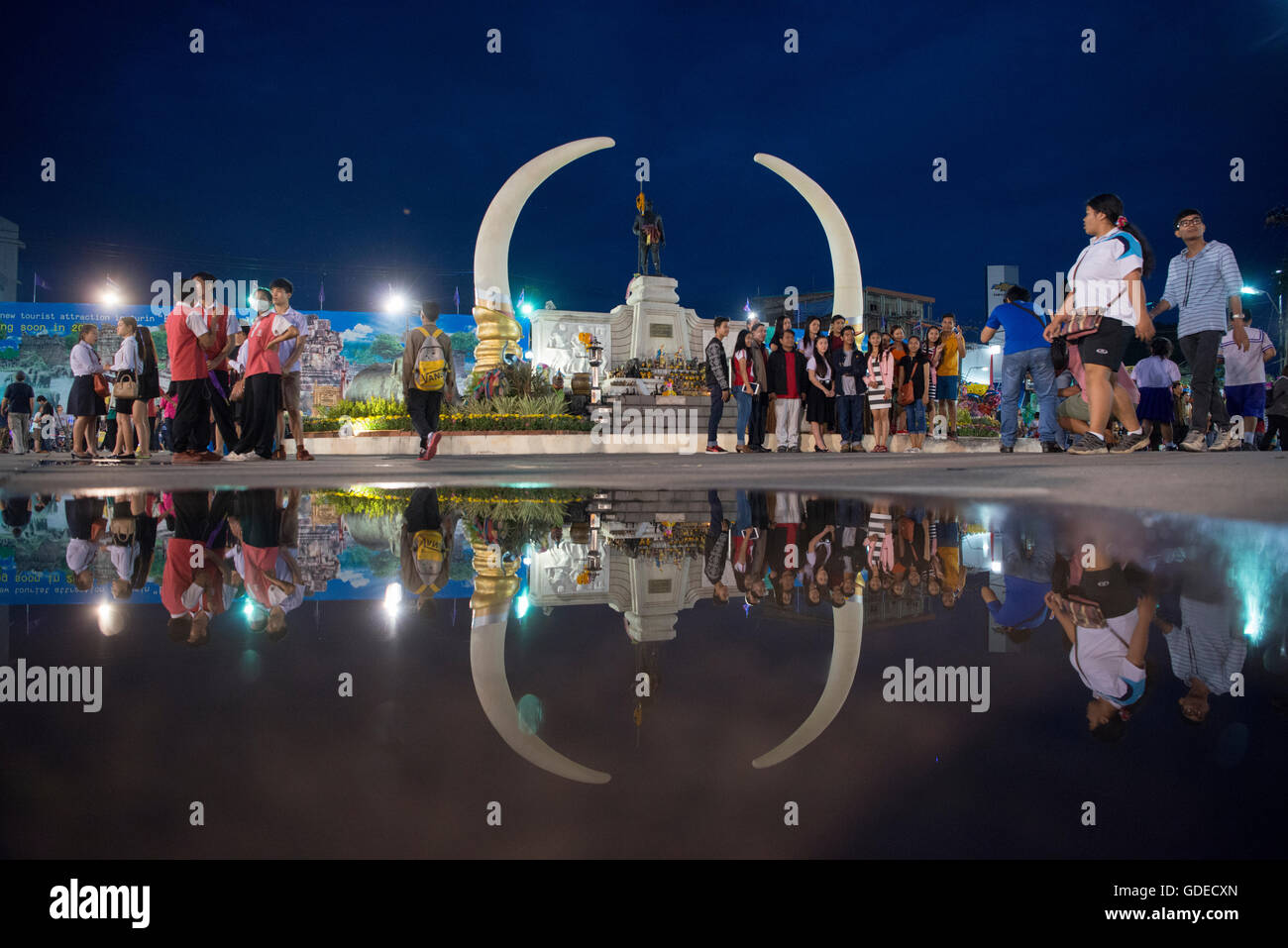 the monument of Phaya Surin Phakdi Si Narong Changwang in the city of Surin in Isan in Thailand ...