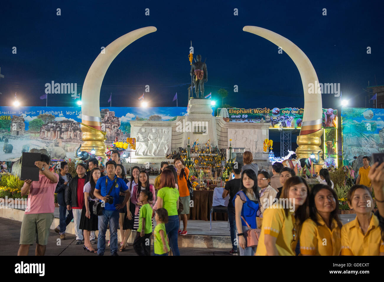 the monument of Phaya Surin Phakdi Si Narong Changwang in the city of Surin in Isan in Thailand ...